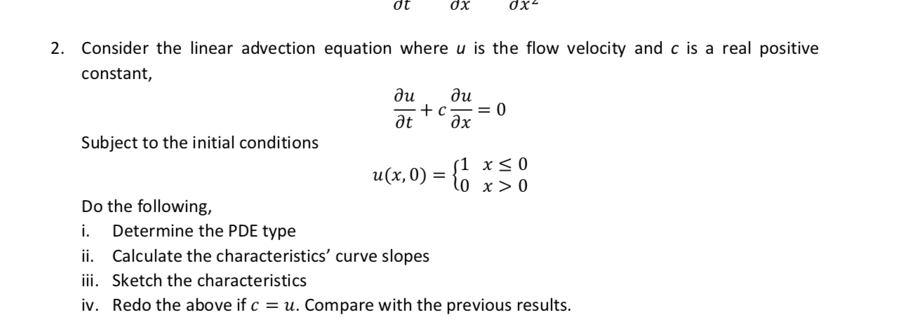 Solved dt dx dx 2. Consider the linear advection equation | Chegg.com