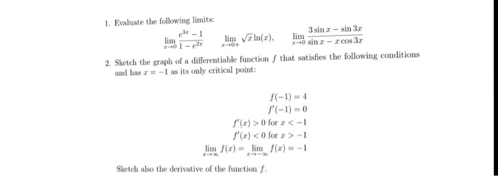 Solved Evaluate the following limits: lim_x rightarrow 0 | Chegg.com