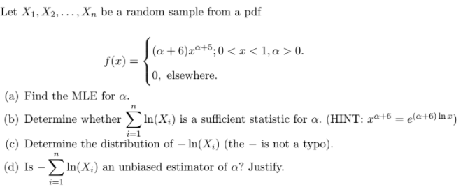 Solved Let X1, X2, ..., X, be a random sample from a pdf | Chegg.com