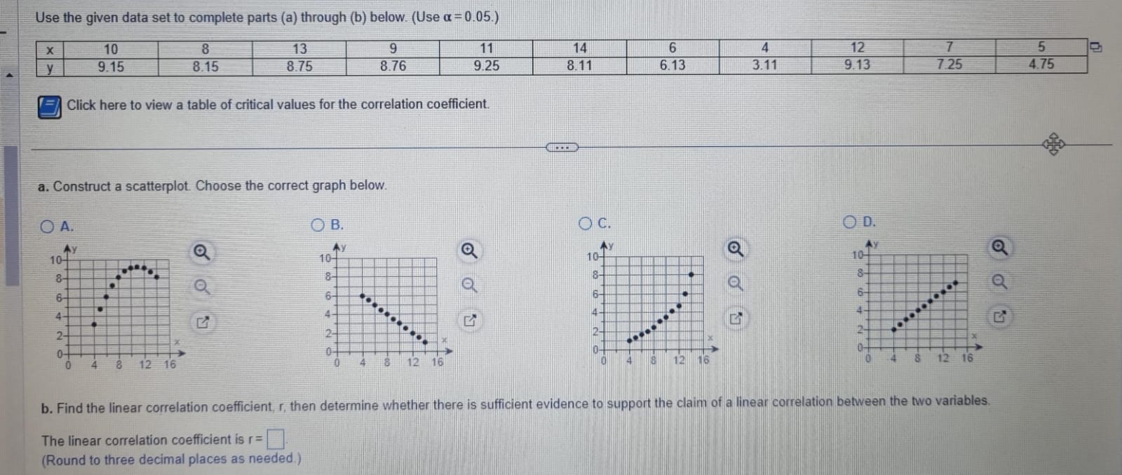 Solved Use the given data set to complete parts (a) through | Chegg.com