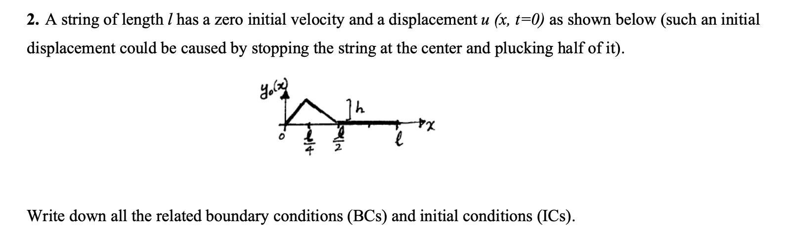 Solved 2. A string of length l has a zero initial velocity | Chegg.com