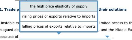 Solved Unstable export markets, worsening terms of trade, | Chegg.com