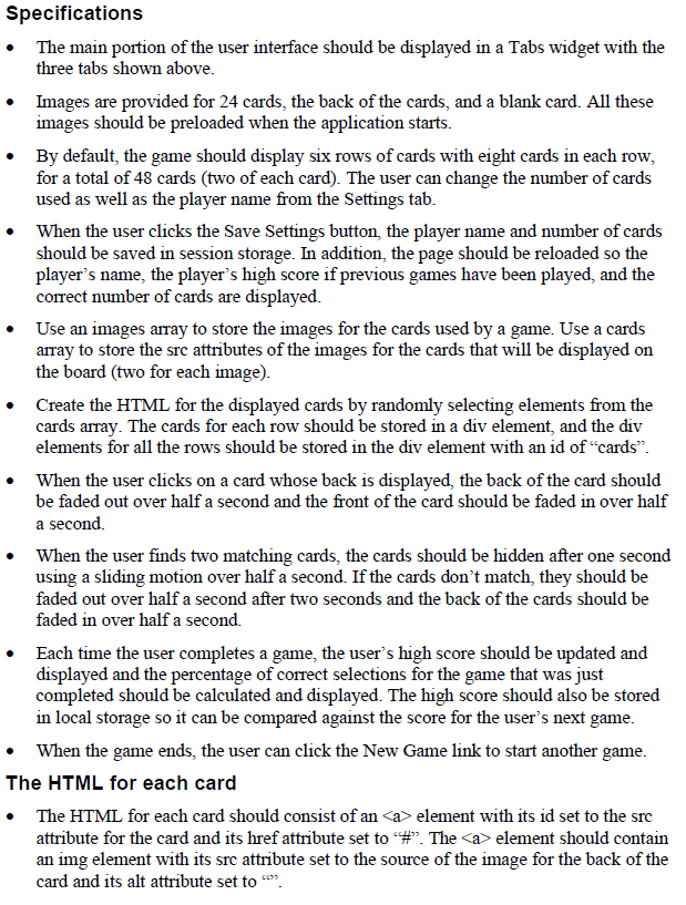 Solved Javascript / Jquery memory game The code | Chegg.com