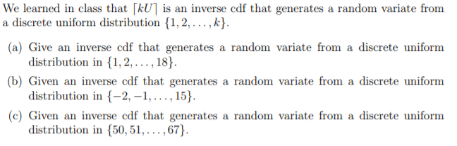 Solved We learned in class that [KUT is an inverse cdf that | Chegg.com