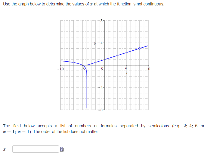 Solved Use the graph below to determine the values of x at | Chegg.com