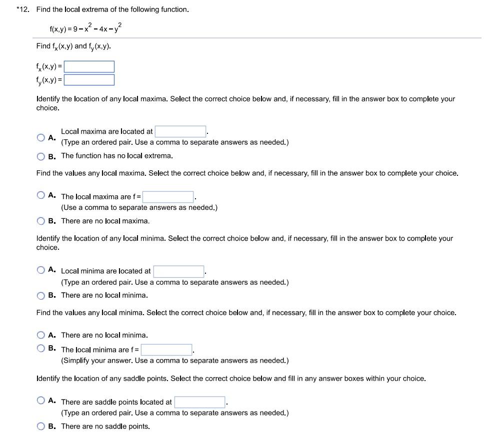 Solved Find the local extrema of the following | Chegg.com