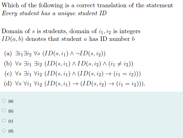 Solved Which of the following is a correct translation of | Chegg.com
