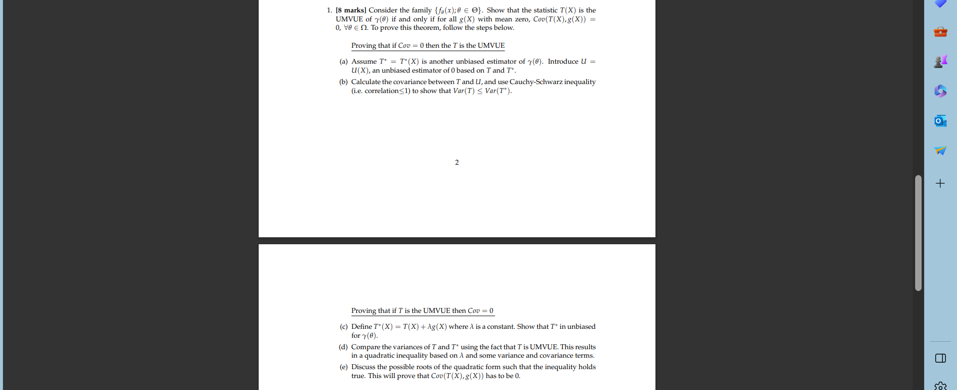 Solved 1. [8 marks] Consider the family {fθ(x);θ∈Θ}. Show | Chegg.com