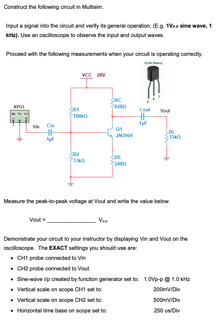 Solved Construct the following circuit in Multisim. Input a | Chegg.com