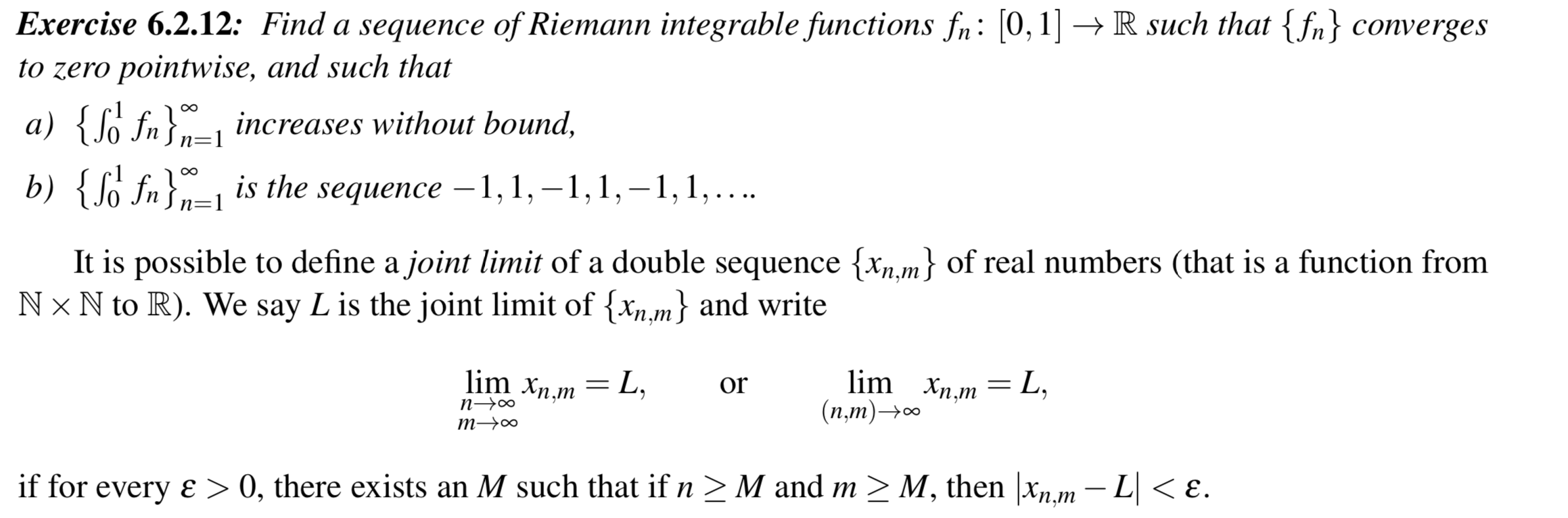 Solved Exercise 6.2.12: Find a sequence of Riemann | Chegg.com
