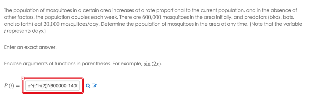 Solved The population of mosquitoes in a certain area | Chegg.com