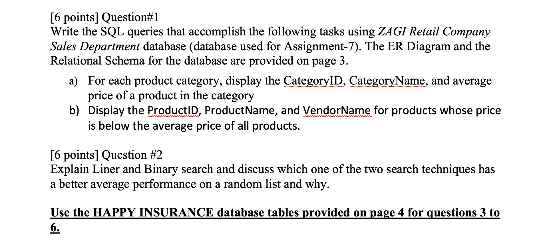 ZAGI Retail Company Sales Department Database ER | Chegg.com