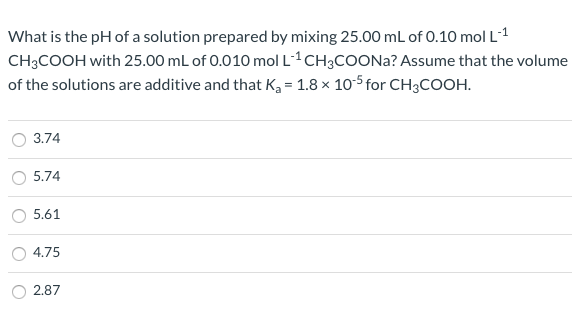 Solved What is the pH of a solution prepared by mixing 25.00 | Chegg.com