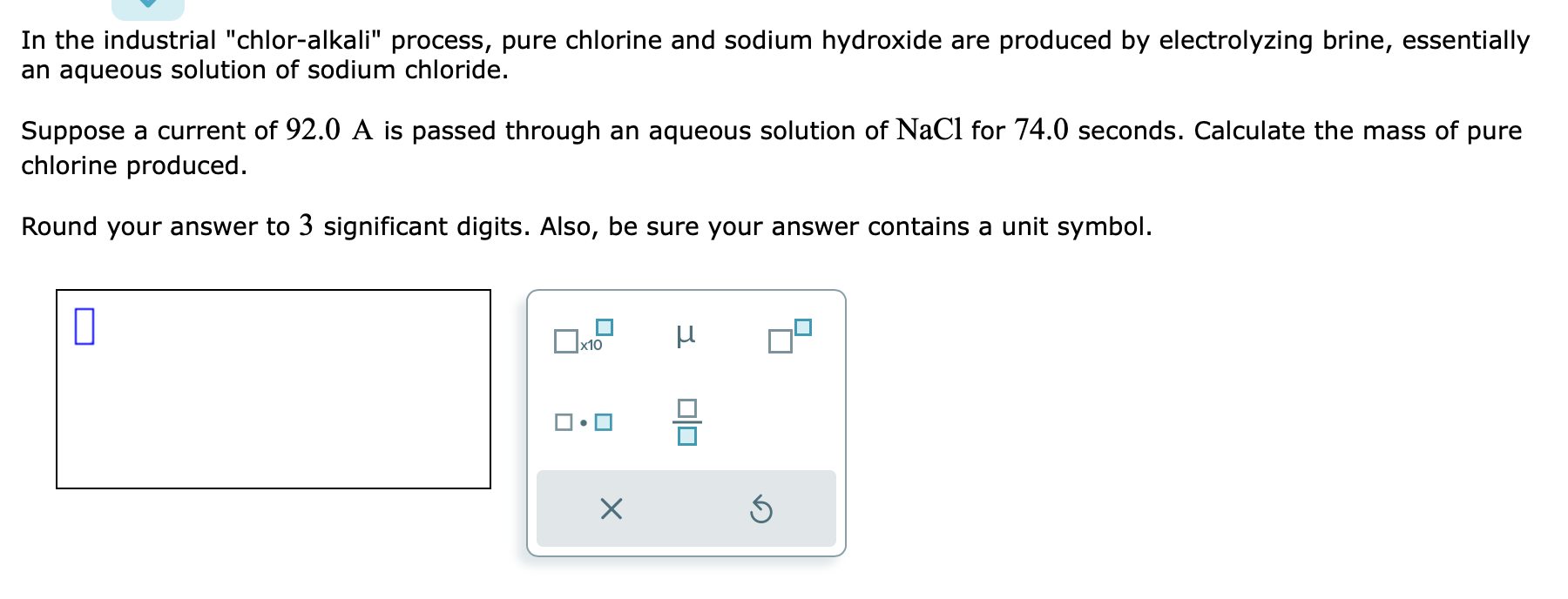 Solved In the industrial "chlor-alkali" process, pure | Chegg.com