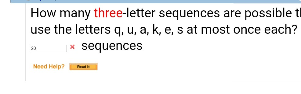 Solved How many three-letter sequences are possible tl use | Chegg.com