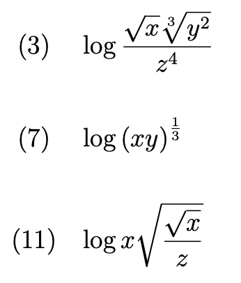 Solved Write the following expressions in terms of logs of | Chegg.com