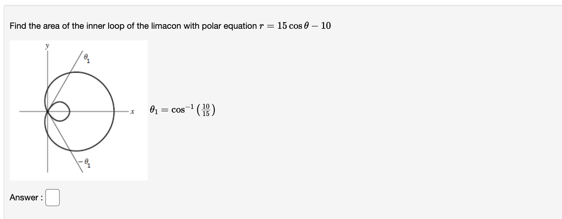 Solved Find the area of the inner loop of the limacon with | Chegg.com