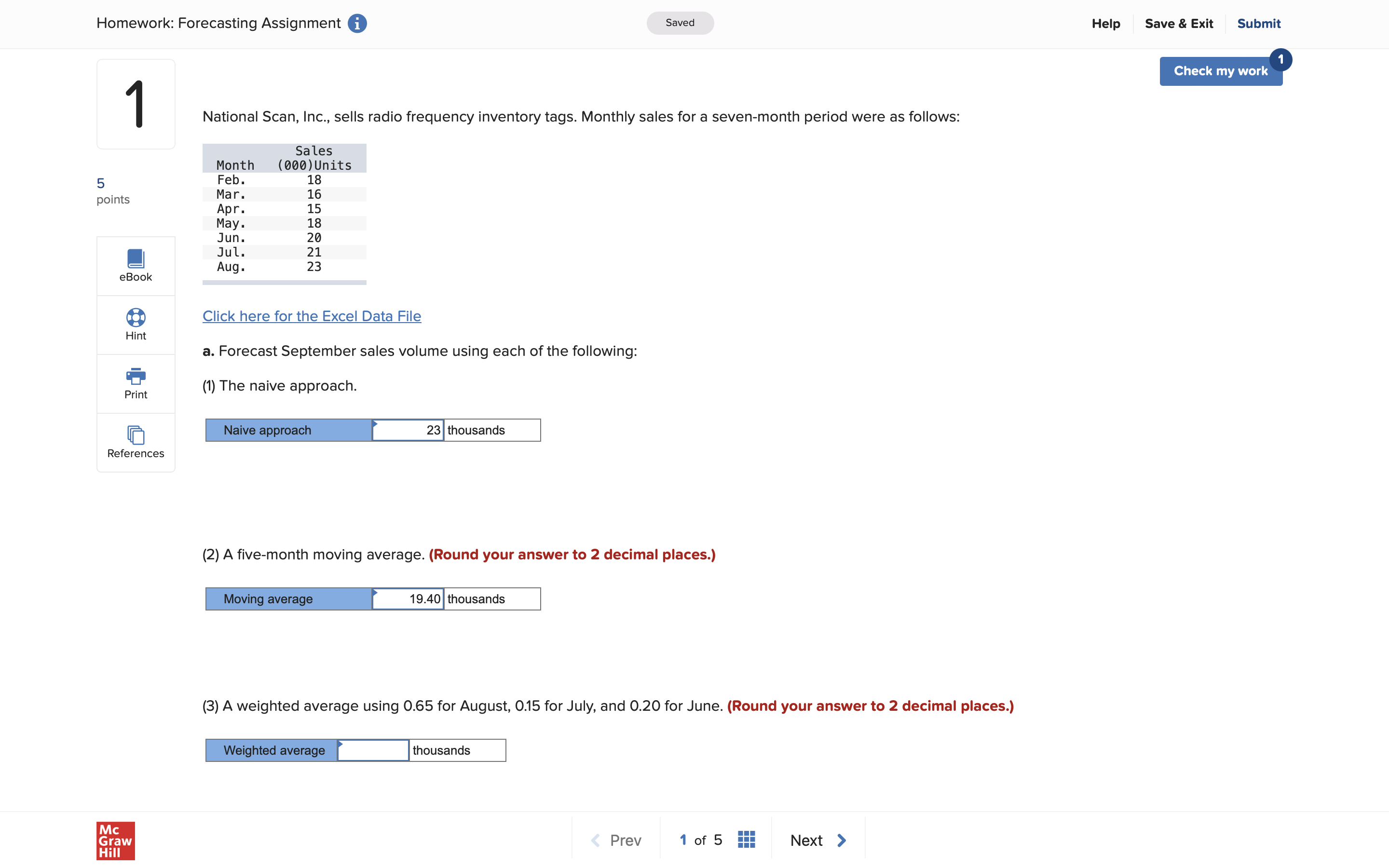 Solved Please Answer 3 4 5homework Forecasting Assignment