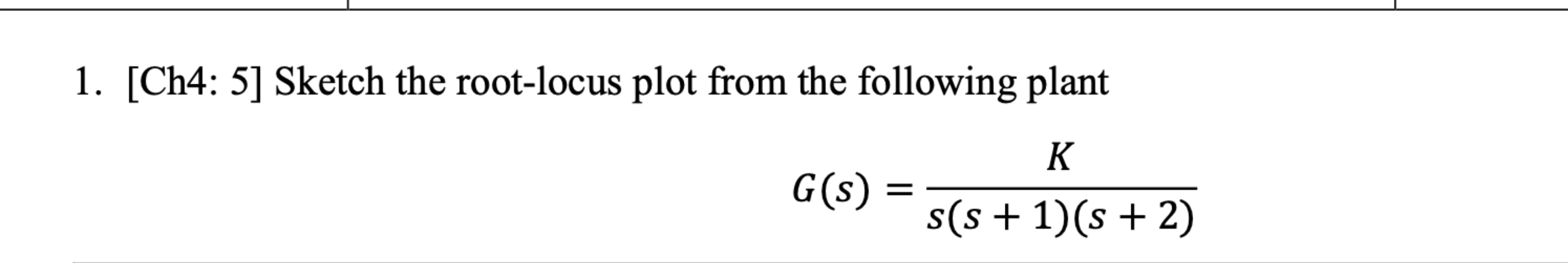 Solved [Ch4: 5] ﻿Sketch the root-locus plot from the | Chegg.com