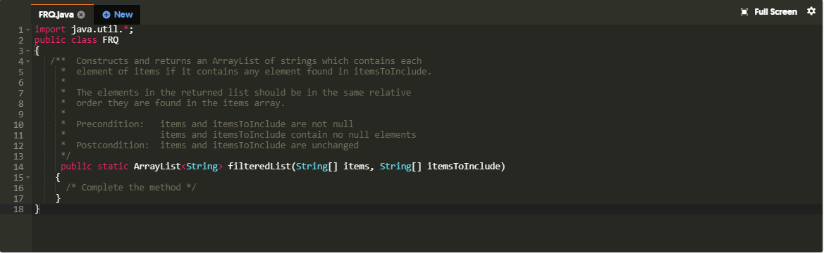 Solved Help with Java FRQ Given an array of strings called | Chegg.com