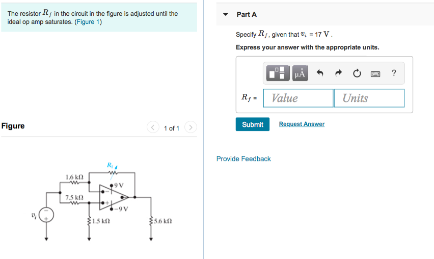 Solved The resistor Rf in the circuit in the figure is | Chegg.com