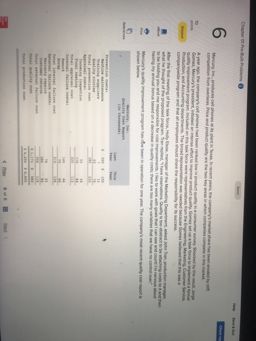 Solved Chapter 01 Pre-Built Problems Help Save & Check my | Chegg.com