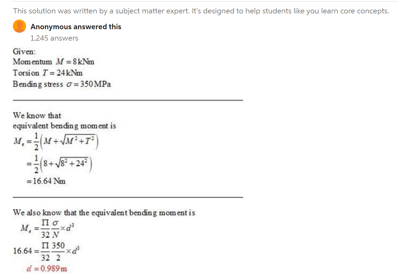 Solved 2) A circular bar of tensile strength σyp=350MPa is | Chegg.com