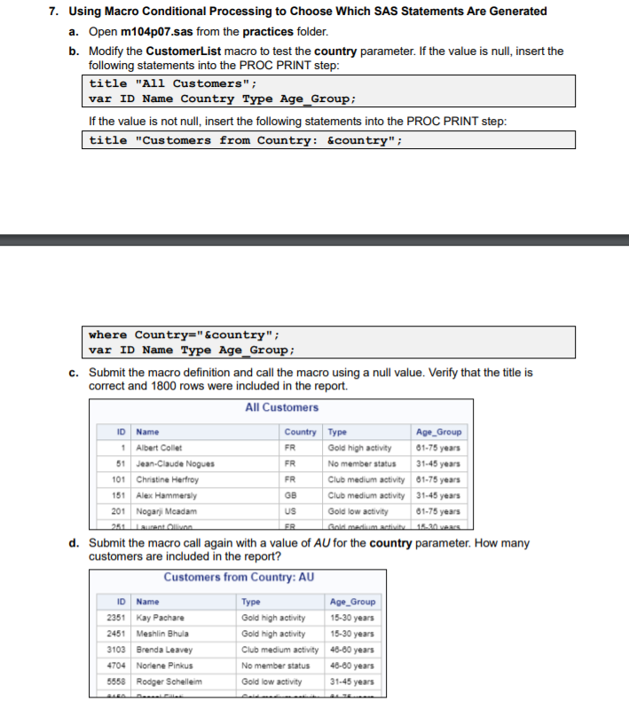 7. Using Macro Conditional Processing to Choose Which | Chegg.com