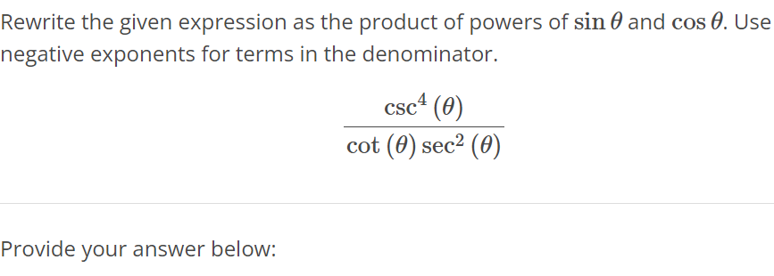 Solved Rewrite the given expression as the product of powers | Chegg.com