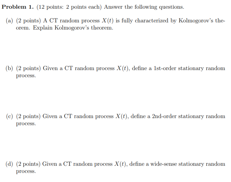 Solved Problem 1. (12 points: 2 points each) Answer the | Chegg.com