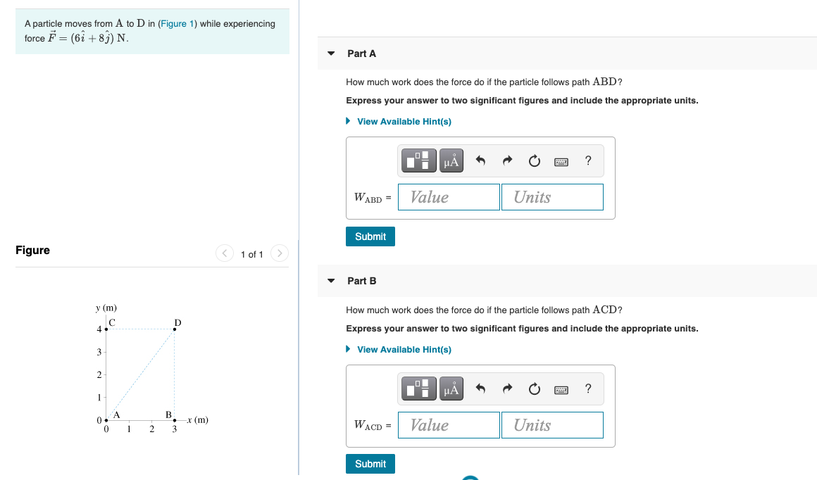 Solved A particle moves from A to D in (Figure 1) while | Chegg.com