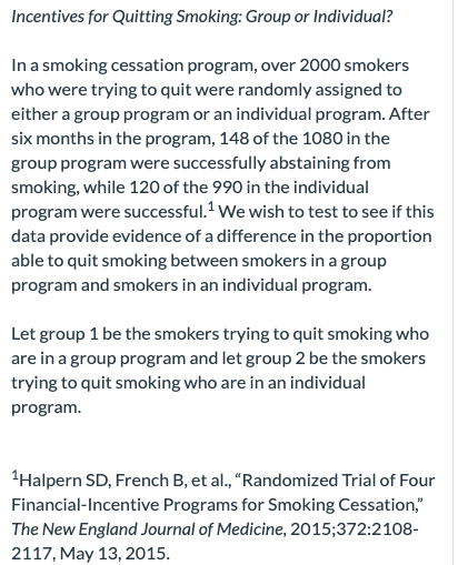 Incentives for Quitting Smoking: Group or Individual? | Chegg.com