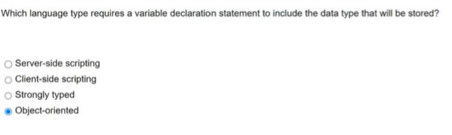 Solved Which language type requires a variable declaration | Chegg.com