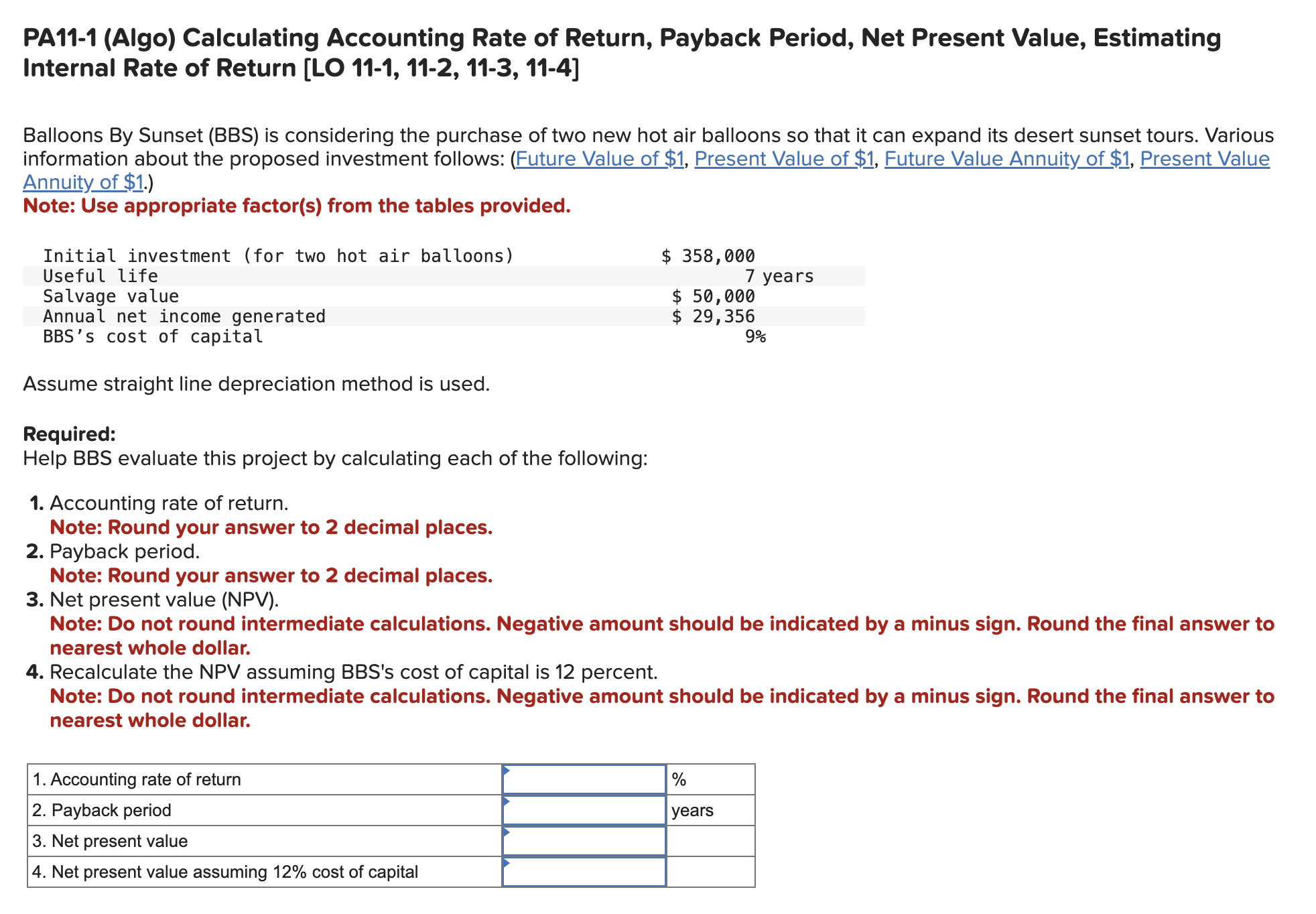 Solved PA11-1 (Algo) Calculating Accounting Rate of Return, | Chegg.com