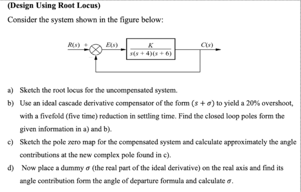 Solved (Design Using Root Locus) Consider the system shown | Chegg.com