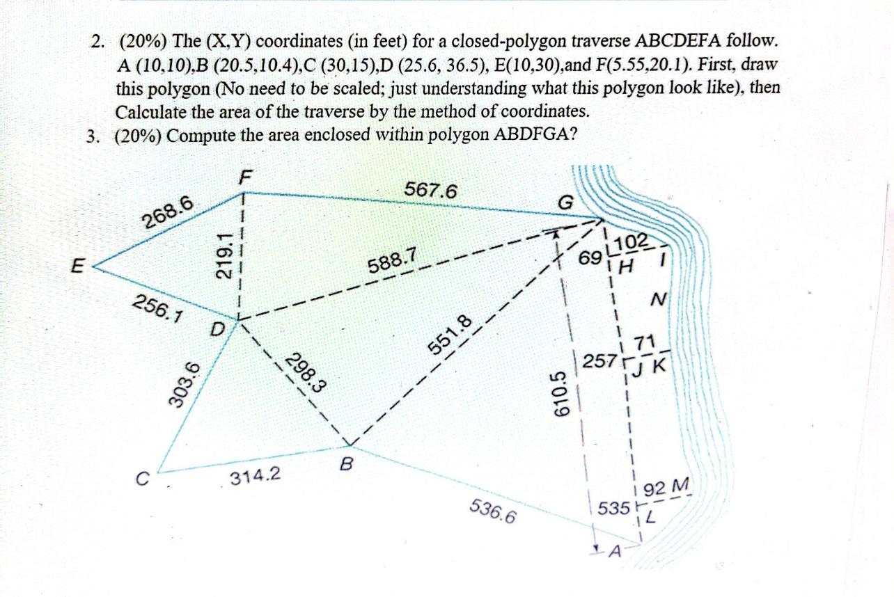 Solved 2. (20%) The (X,Y) coordinates (in feet) for a | Chegg.com