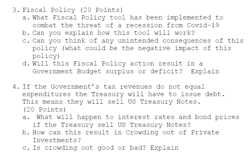 Solved 3. Fiscal Policy (20 points) a. What Fiscal Policy | Chegg.com