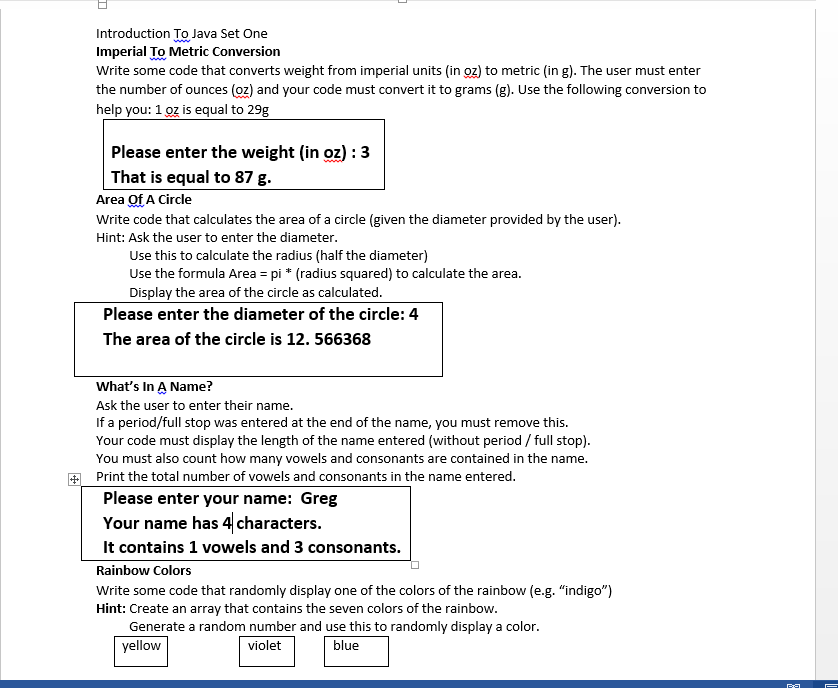 Solved Introduction To Java Set One Imperial To Metric | Chegg.com