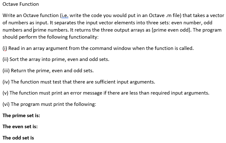 Solved Octave Function Write An Octave Function I E Write