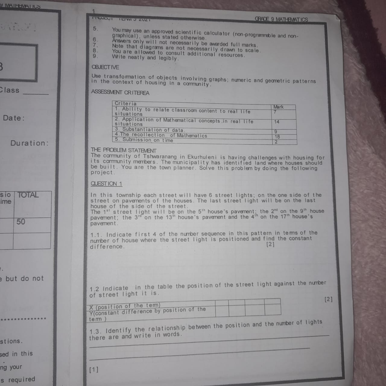 Solved GRADE 9 MATHEMATICS 5. You may use an approved | Chegg.com