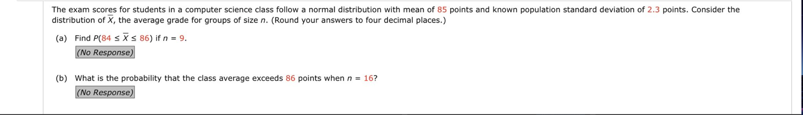 Solved The exam scores for students in a computer science | Chegg.com