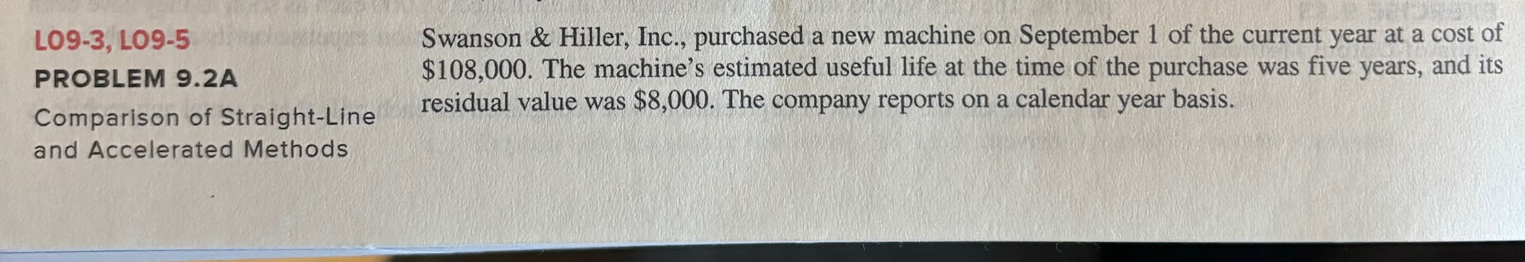 Solved LO9-3, LO9-5 PROBLEM 9.2A Comparison of Straight-Line | Chegg.com