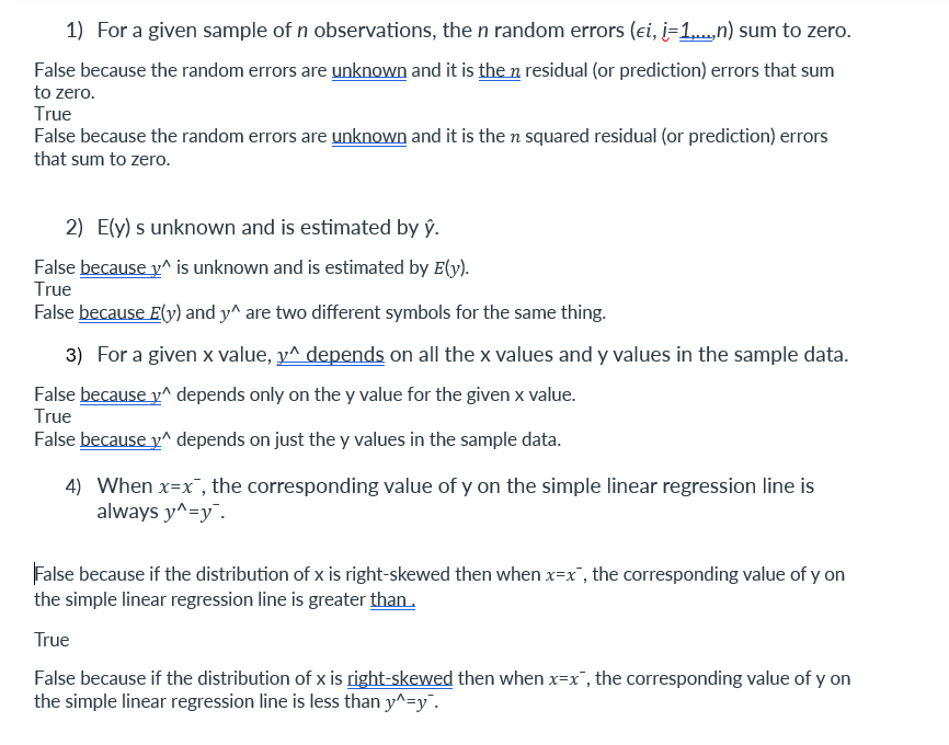 Solved True or false: For a given sample of n ﻿observations, | Chegg.com