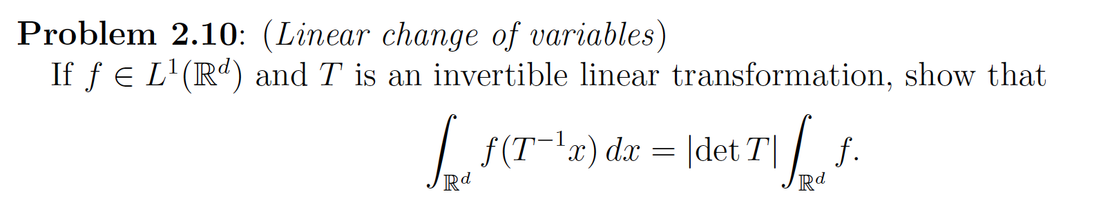 Solved Problem 2.10: (Linear change of variables) If f E L | Chegg.com