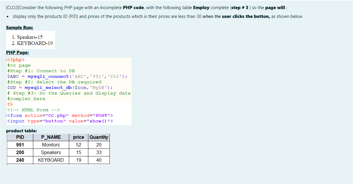 Solved [CLO2]Consider the following PHP page with an | Chegg.com