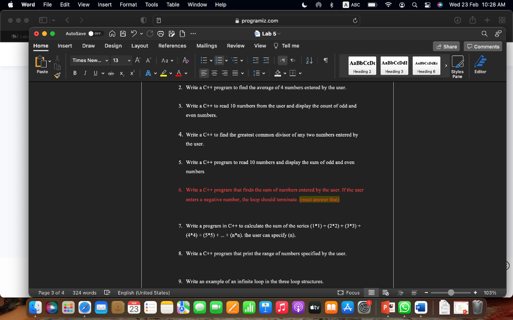 Solved Word File Edit View Insert Format Tools Table Window | Chegg.com