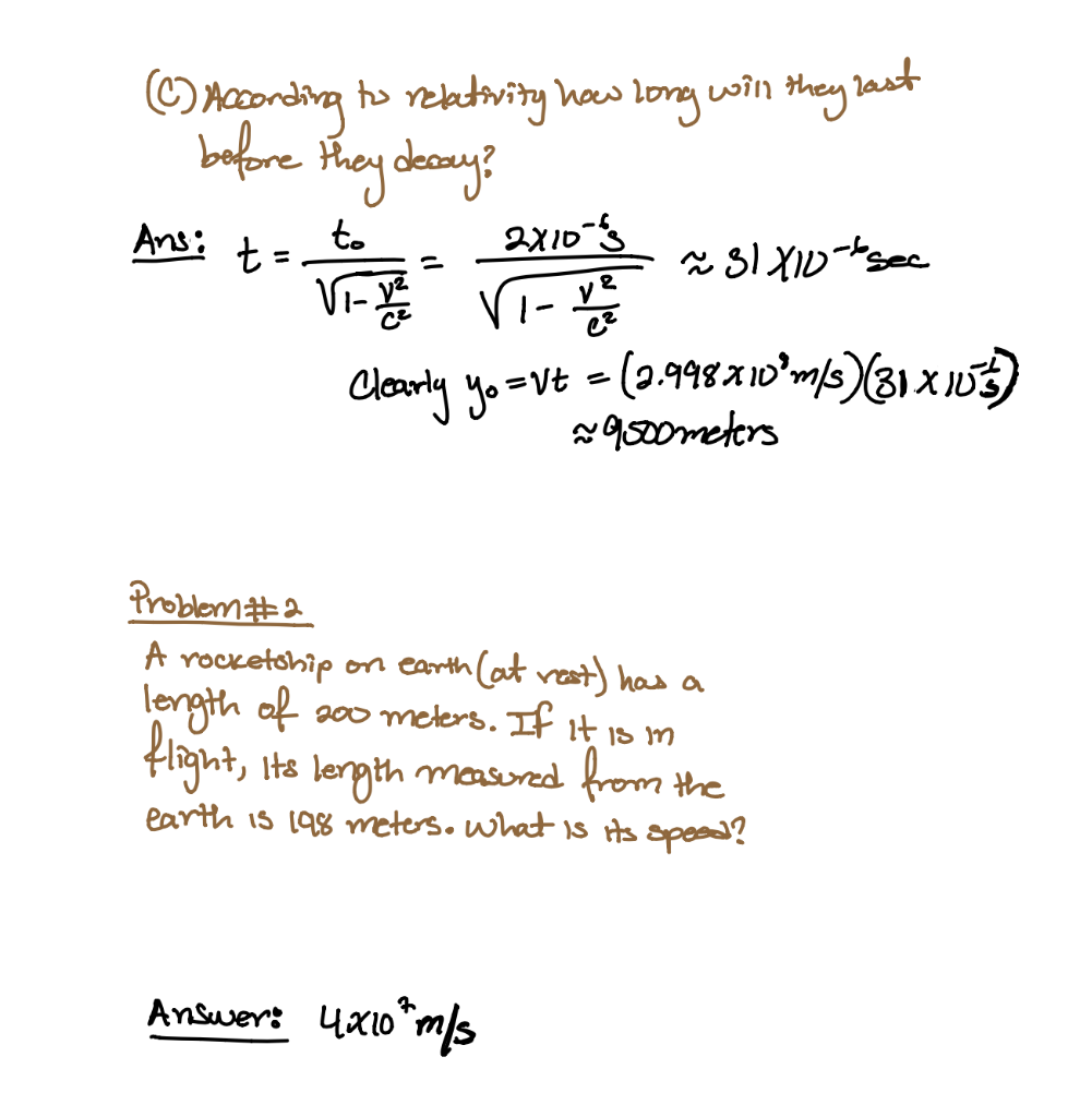 Solved Problem 1: A particle called mu - meson ( M- mean) | Chegg.com