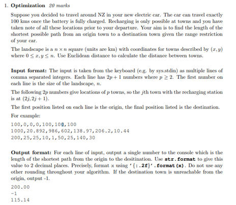 Solved 1. Optimization 20 marks Suppose you decided to | Chegg.com