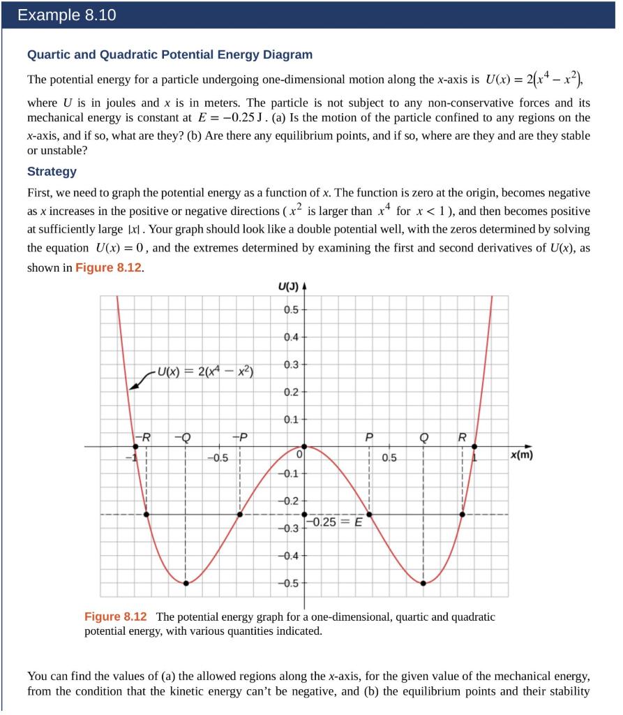 Solved Example 8.10 Quartic and Quadratic Potential Energy | Chegg.com