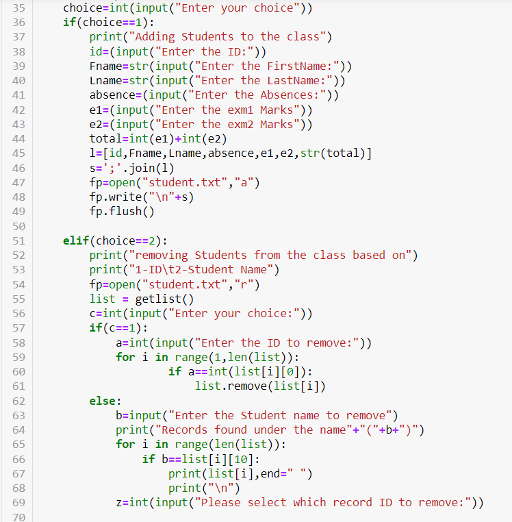 Solved whenever I want to remove a student by name it prints | Chegg.com